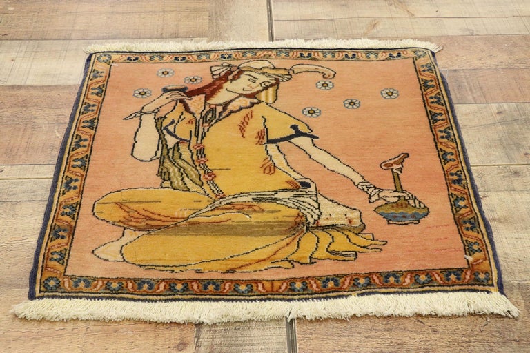 Vintage Persian Khamseh Pictorial Rug with Dervish Scene, Persian Wall ...