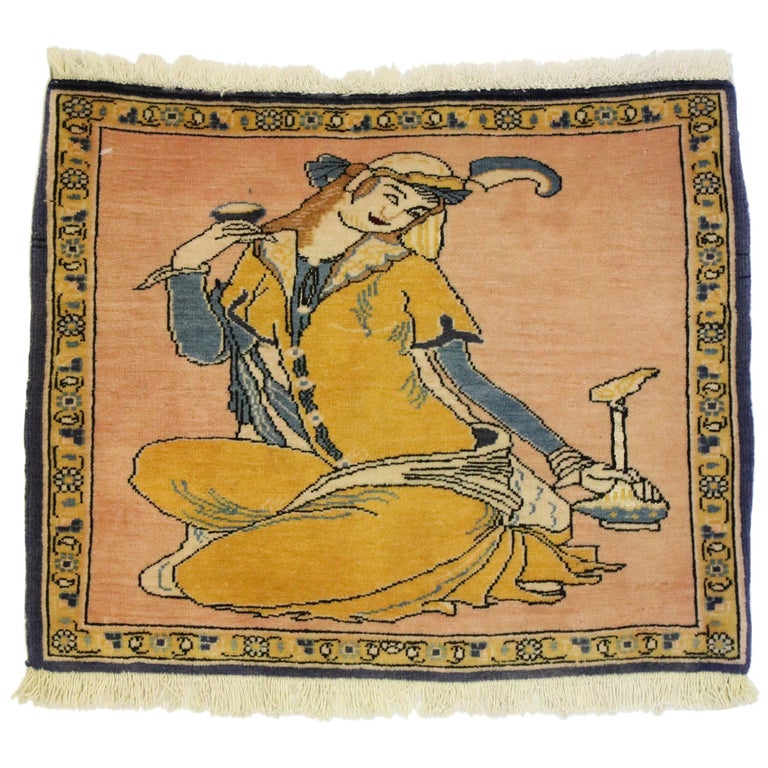 Vintage Persian Khamseh Pictorial Rug with Dervish Scene, Persian Wall ...