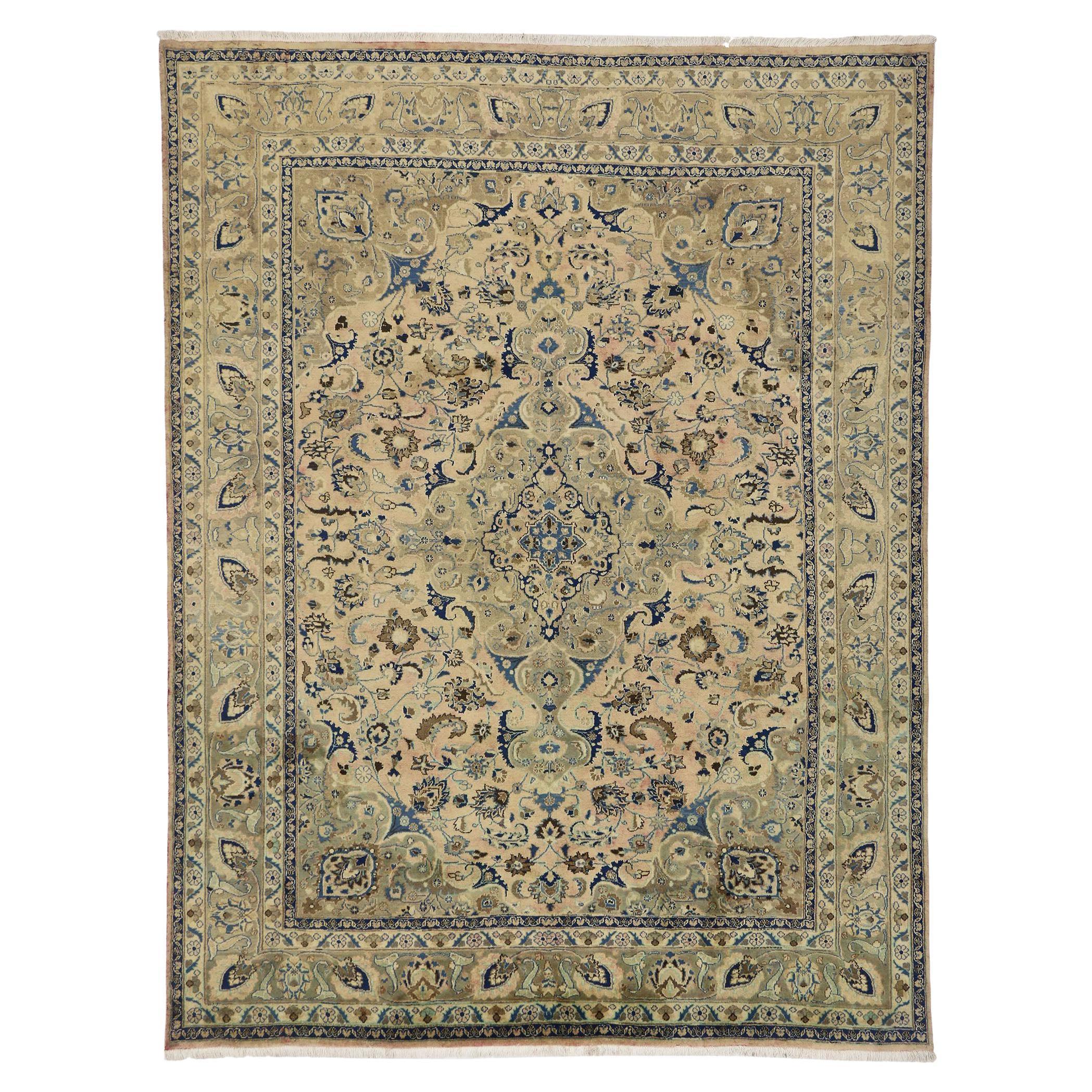 Vintage Persian Kerman Square Area Rug with Elizabethan and Georgian ...