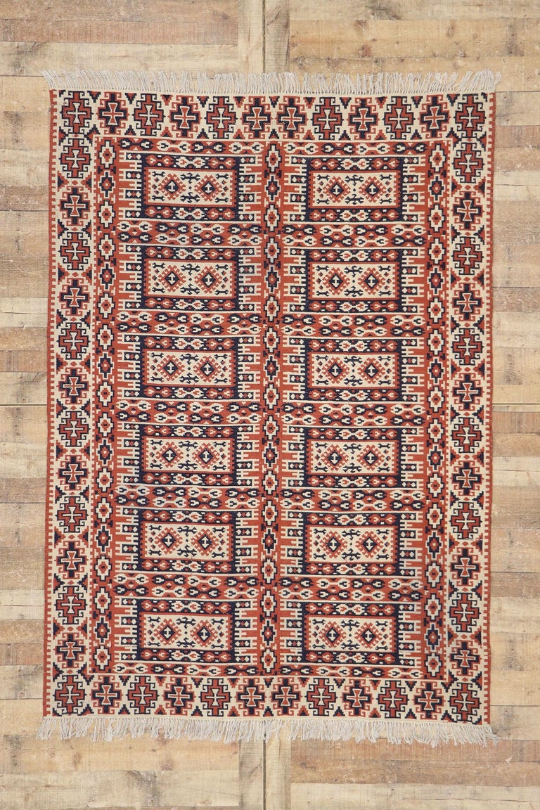 Vintage Persian Kilim Gallery Rug with Tribal Style For Sale at 1stDibs