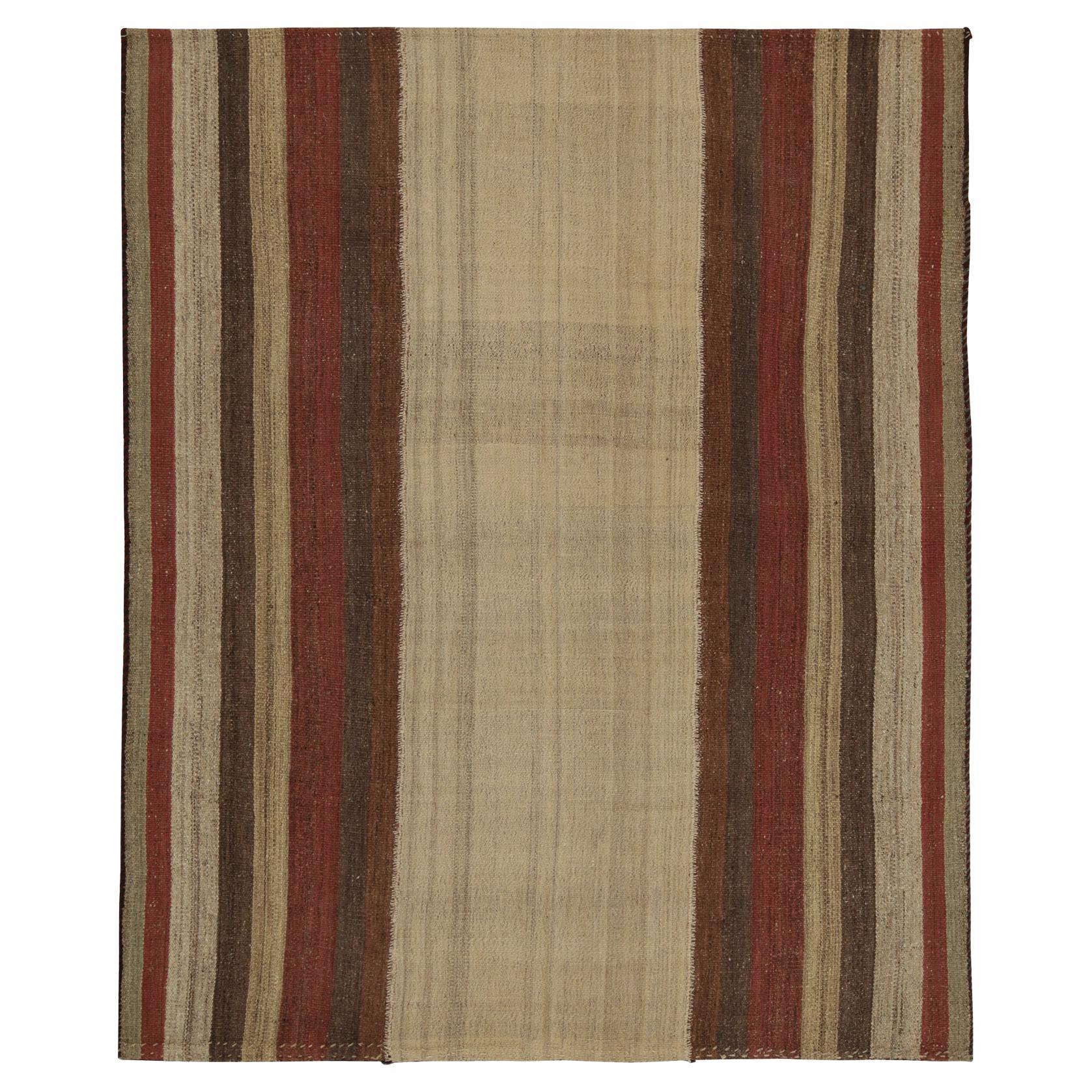 Vintage Persian Kilim in Beige-Brown Stripes by Rug and Kilim For Sale ...