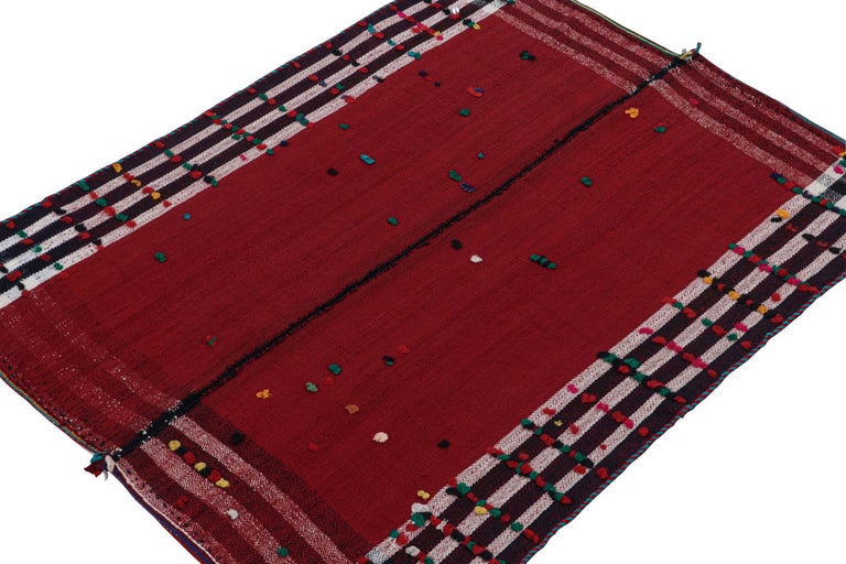 Vintage Persian Kilim in Red, White and Black, Panel Style by Rug and ...