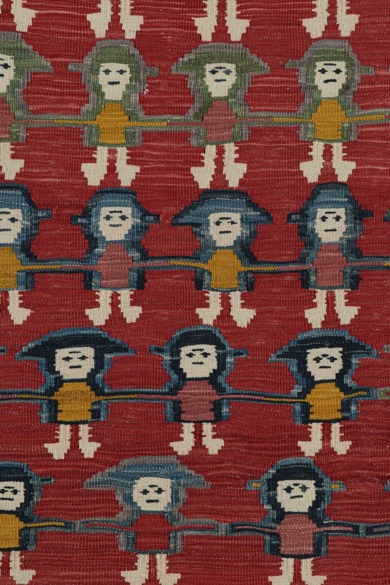 Vintage Persian Kilim in Red with Pictorial Geometric Patterns by Rug ...