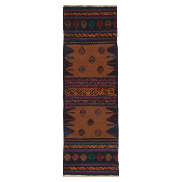 Vintage Persian Kilim Runner in Polychromatic Geometric Patterns by Rug ...