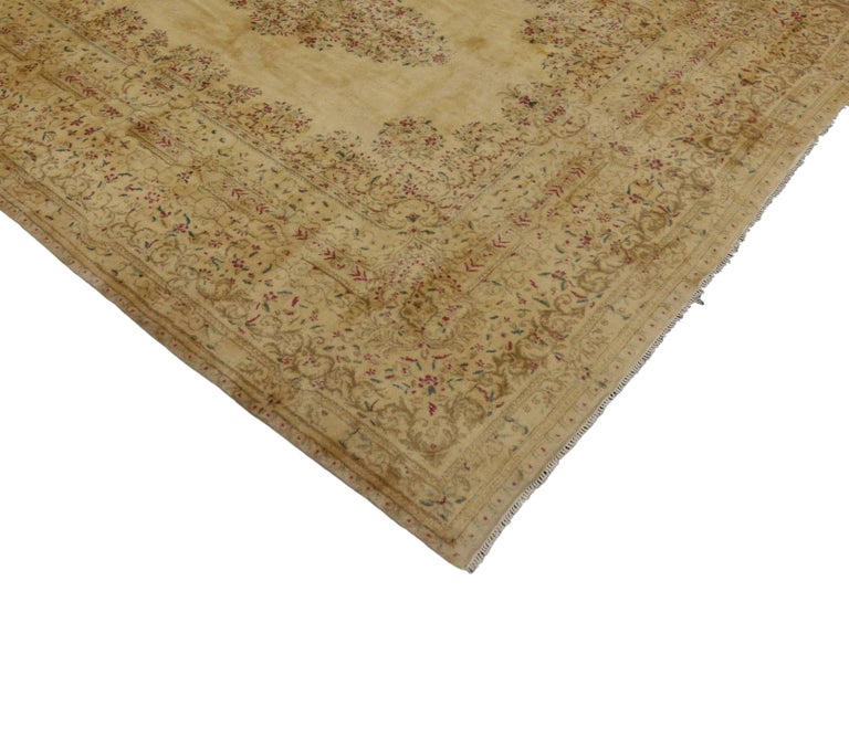 Vintage Persian Kirman Rug with French Victorian Style, Gold Kerman ...