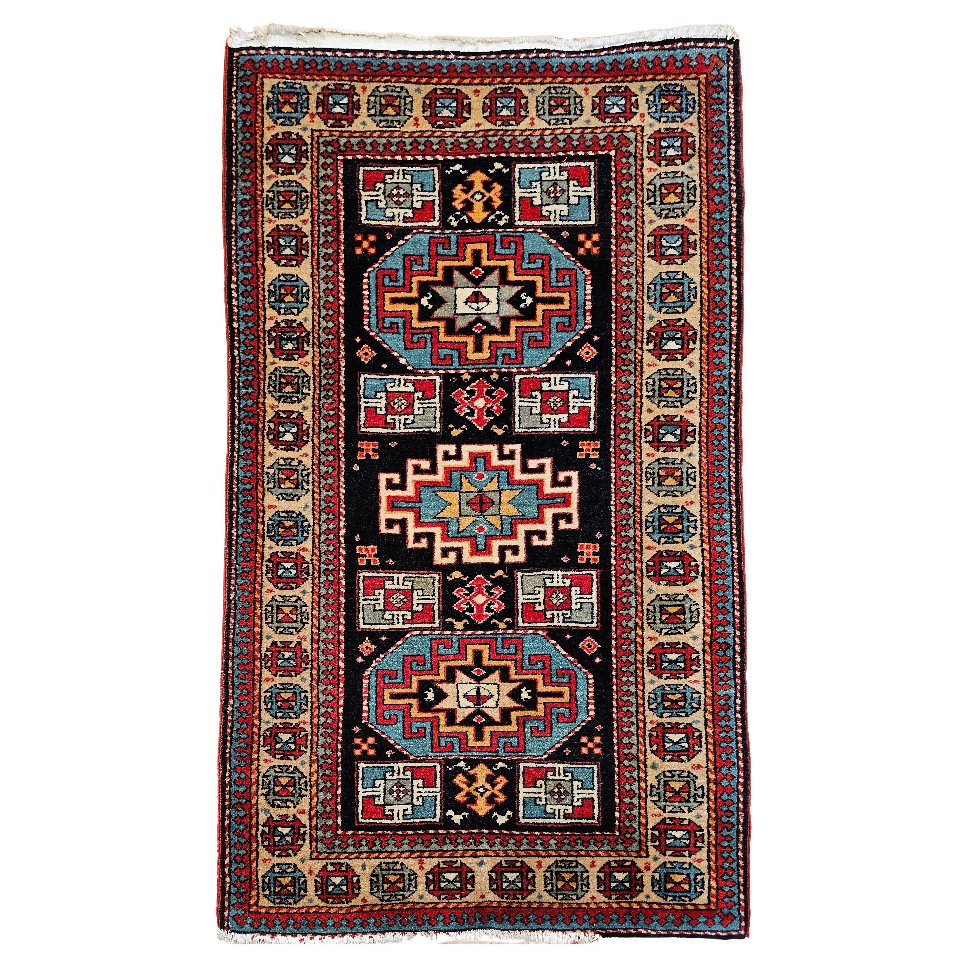 Vintage Persian Kurdish Tribal Area Rug/Wide Runner in Geometric ...