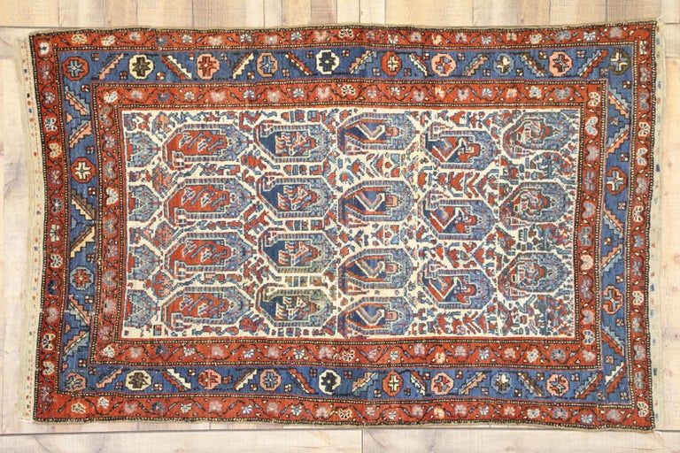 Vintage Persian Kurdish Rug with Blue Boteh Pattern For Sale at 1stDibs ...