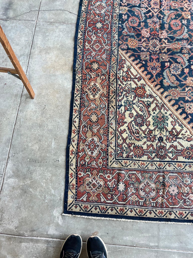 Vintage Persian Mahal rug, Early 20th Century, Blue All over Pattern ...