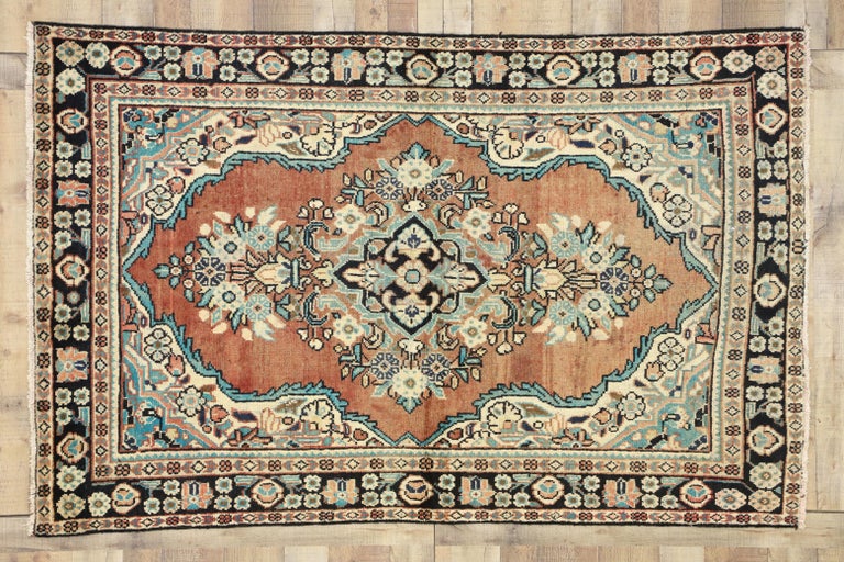 Vintage Persian Mahal Rug with Rustic English Country Cottage Style For ...