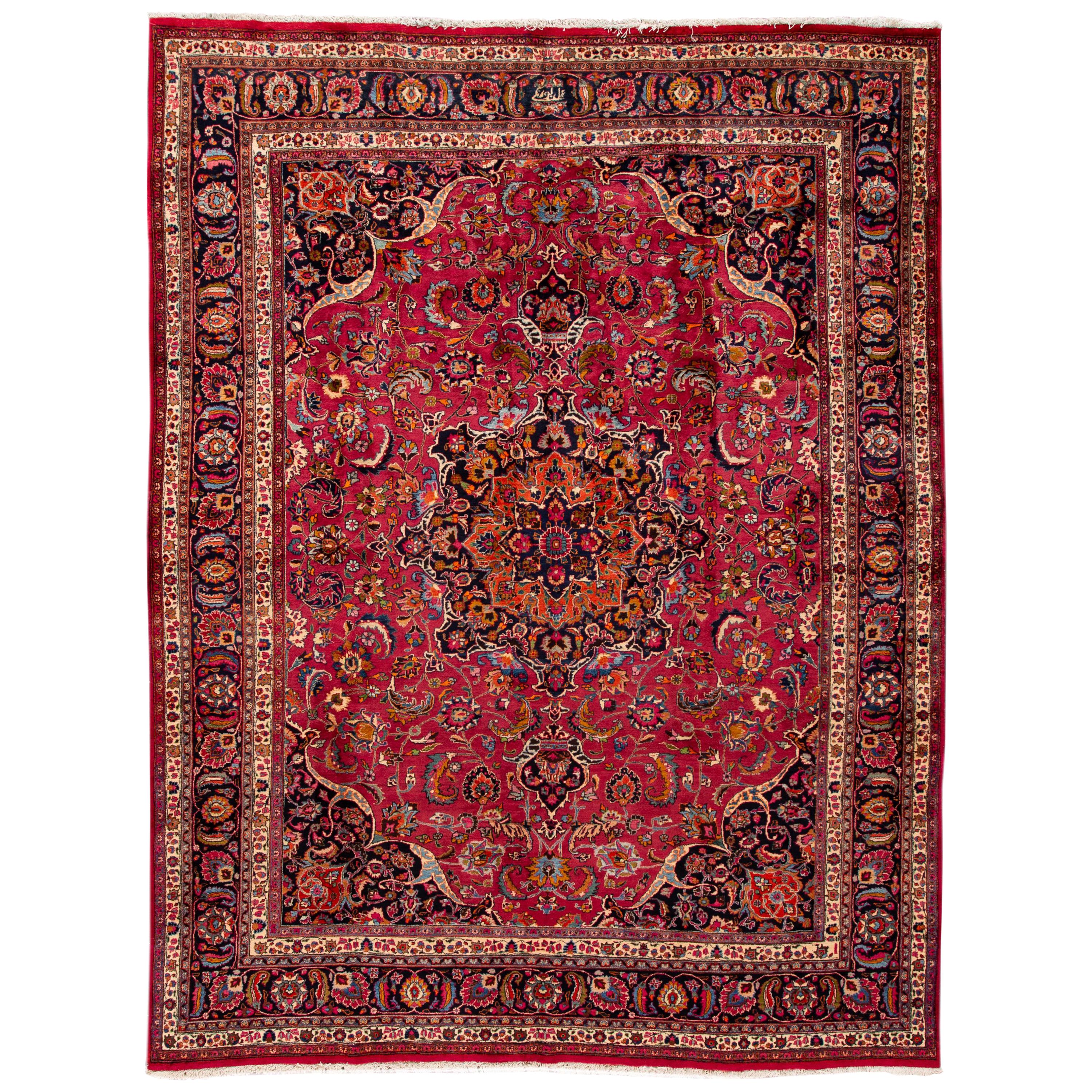Vintage Persian Mashad Rug For Sale at 1stDibs