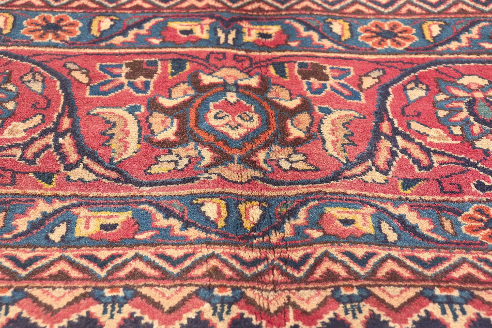 Vintage Persian Mashhad Area Rug with Modern Federal Style at 1stDibs