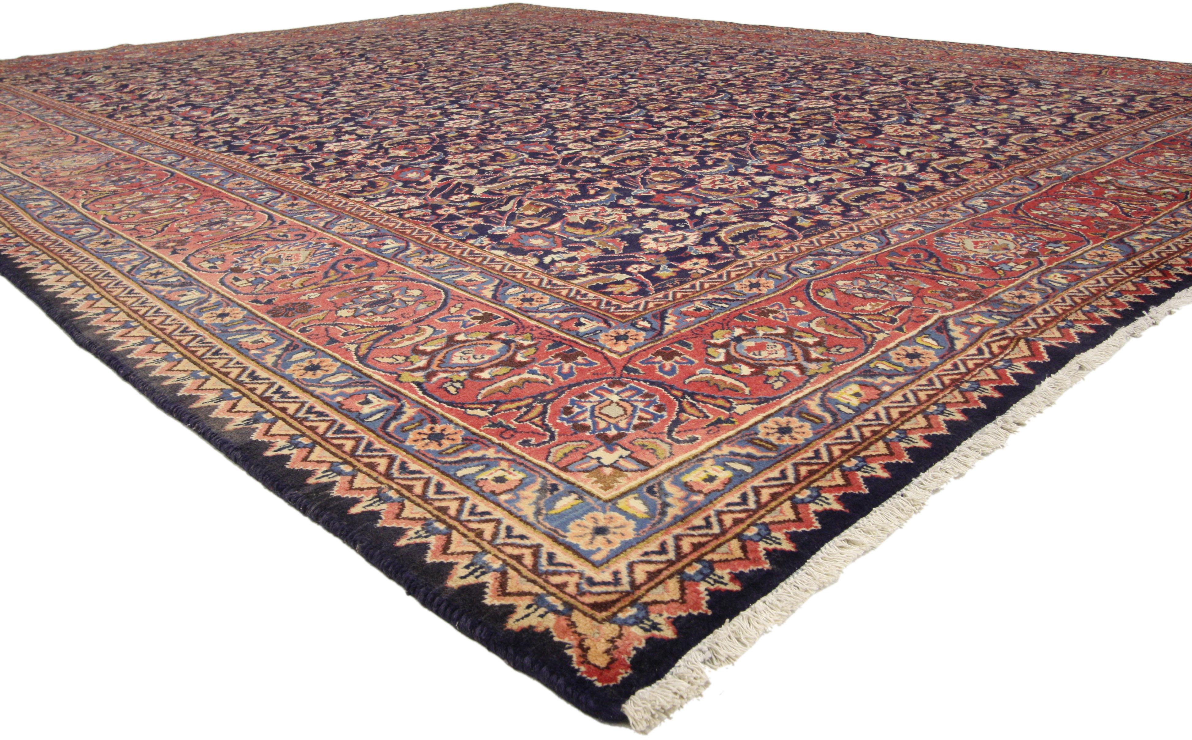 Vintage Persian Mashhad Area Rug with Modern Federal Style at 1stDibs