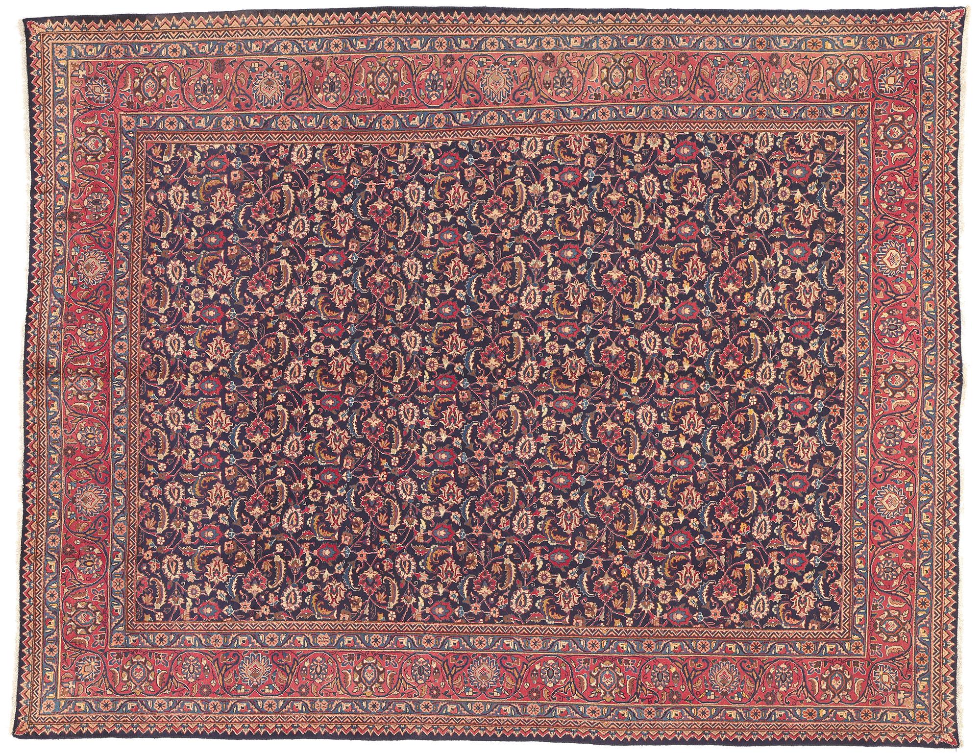 Vintage Persian Mashhad Area Rug with Modern Federal Style at 1stDibs
