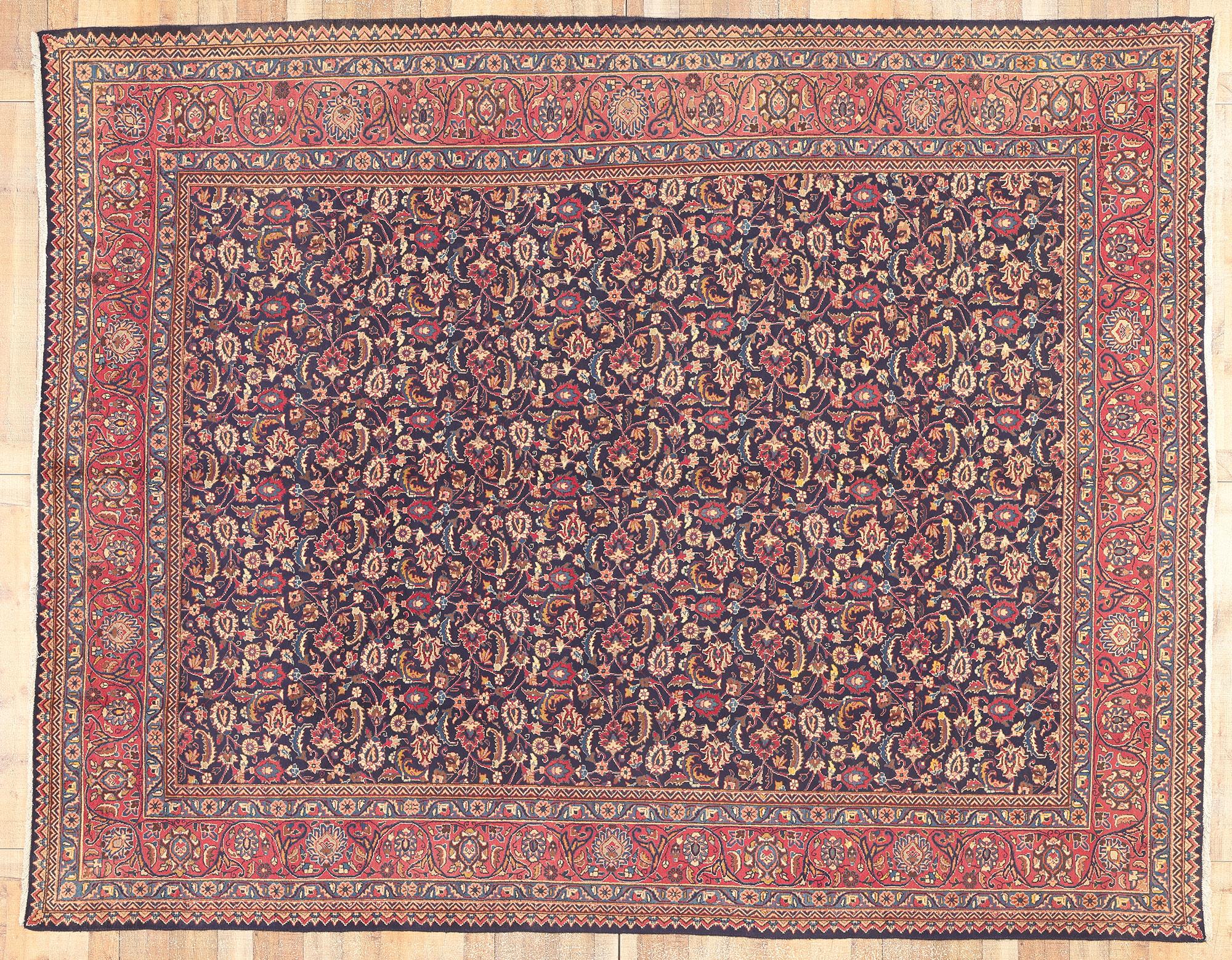Vintage Persian Mashhad Area Rug with Modern Federal Style at 1stDibs