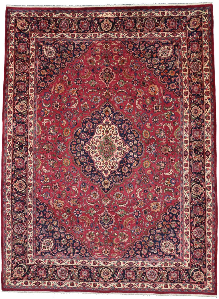 Vintage Persian Mashhad Area Rug with Old World Victorian Style For ...
