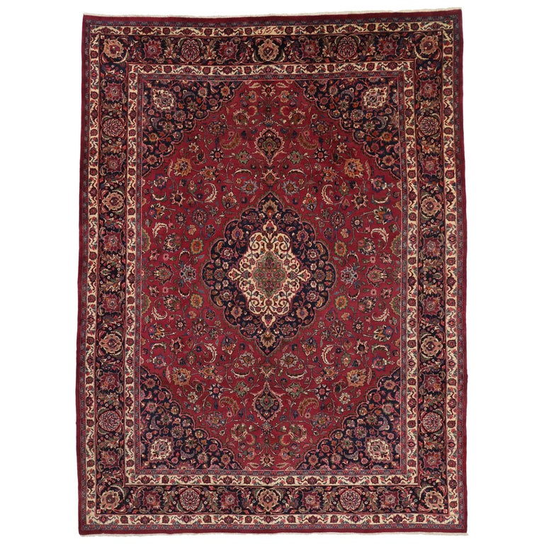 Vintage Persian Mashhad Area Rug with Old World Victorian Style For ...