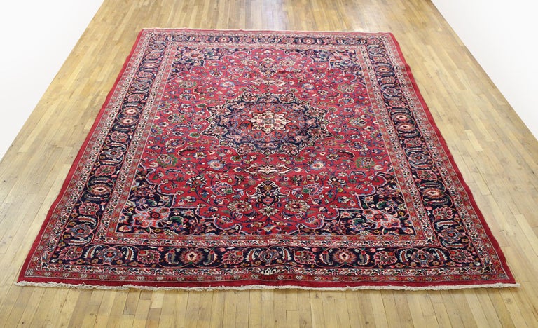 Vintage Persian Meshed Oriental Rug, in Room size, w/ Central Medallion ...