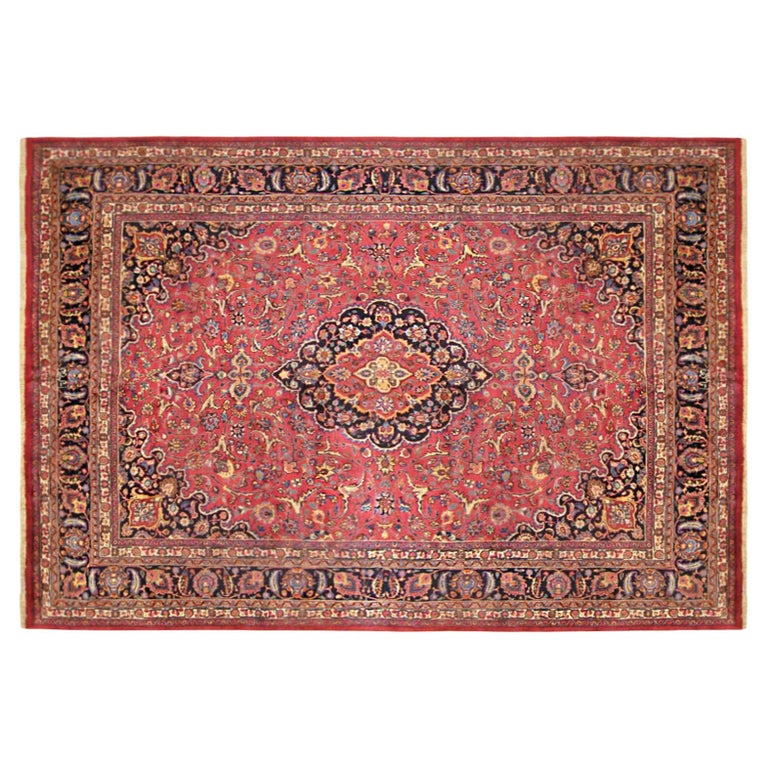 Vintage Persian Meshed Oriental Rug, in Room size, w/ Central Medallion ...