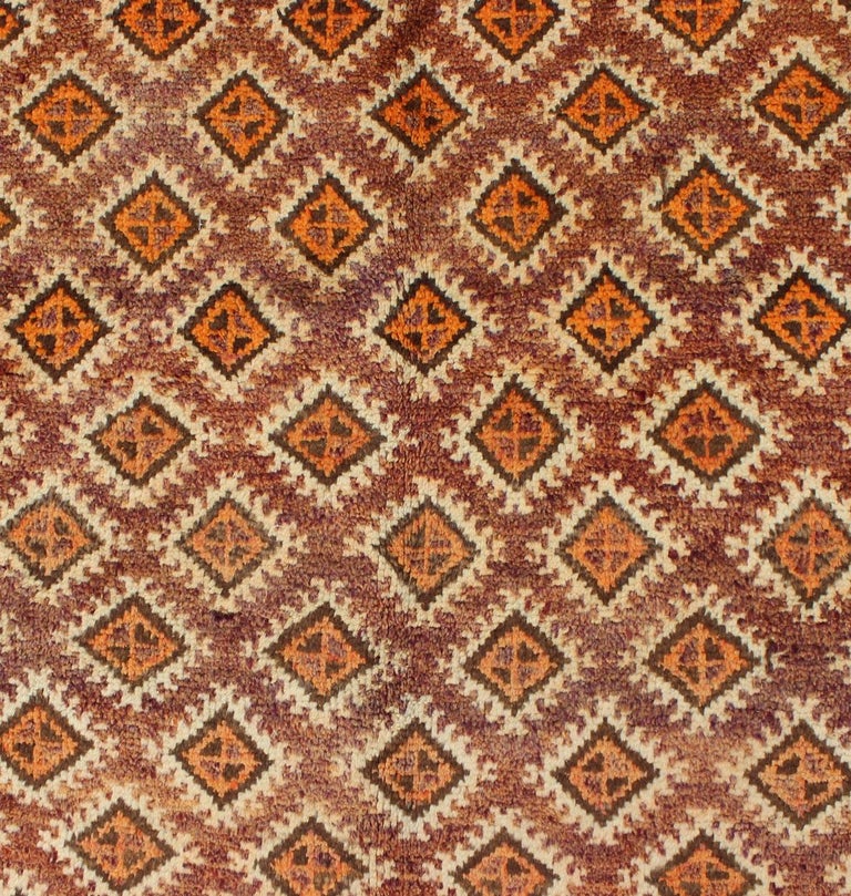 Vintage Persian Mishan Rug with All-Over Diamond Design in Reddish ...