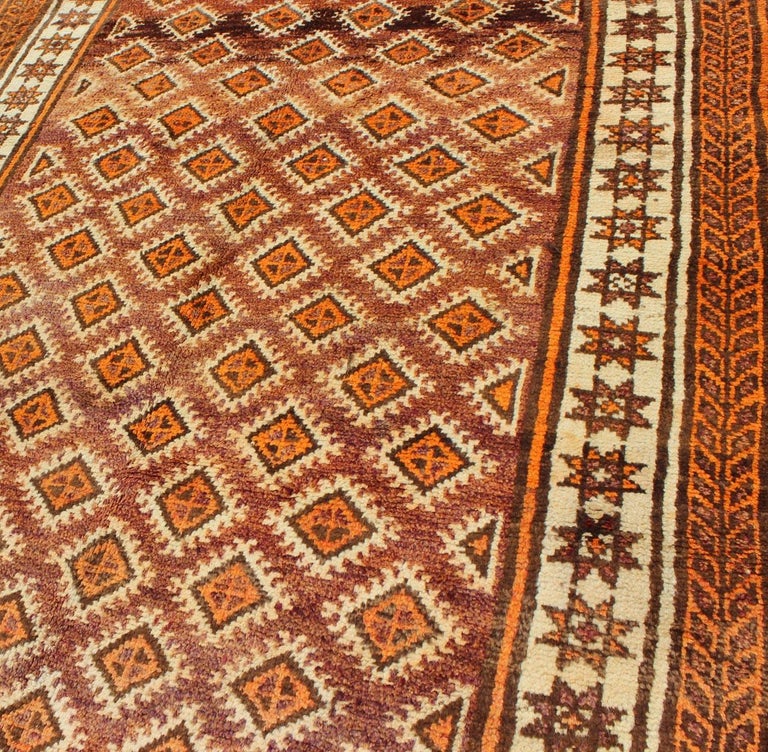 Vintage Persian Mishan Rug with All-Over Diamond Design in Reddish ...