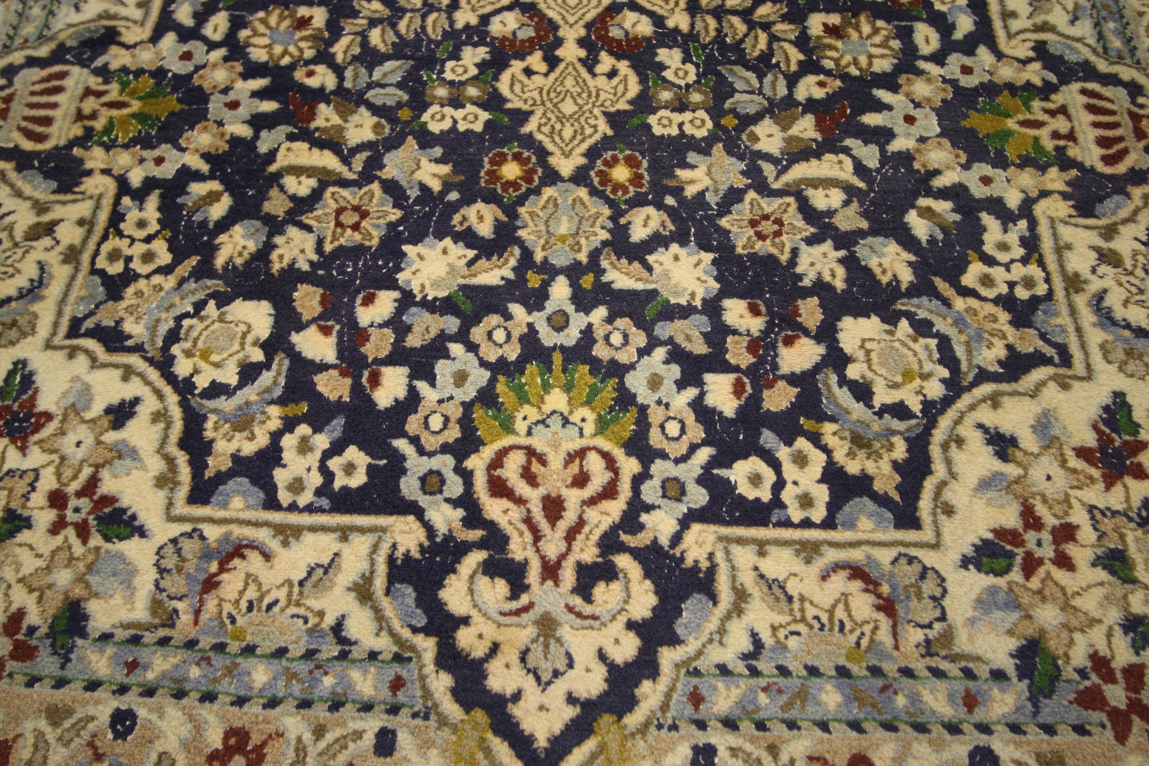 Vintage Persian Nain Rug with Romantic Baroque Style at 1stDibs