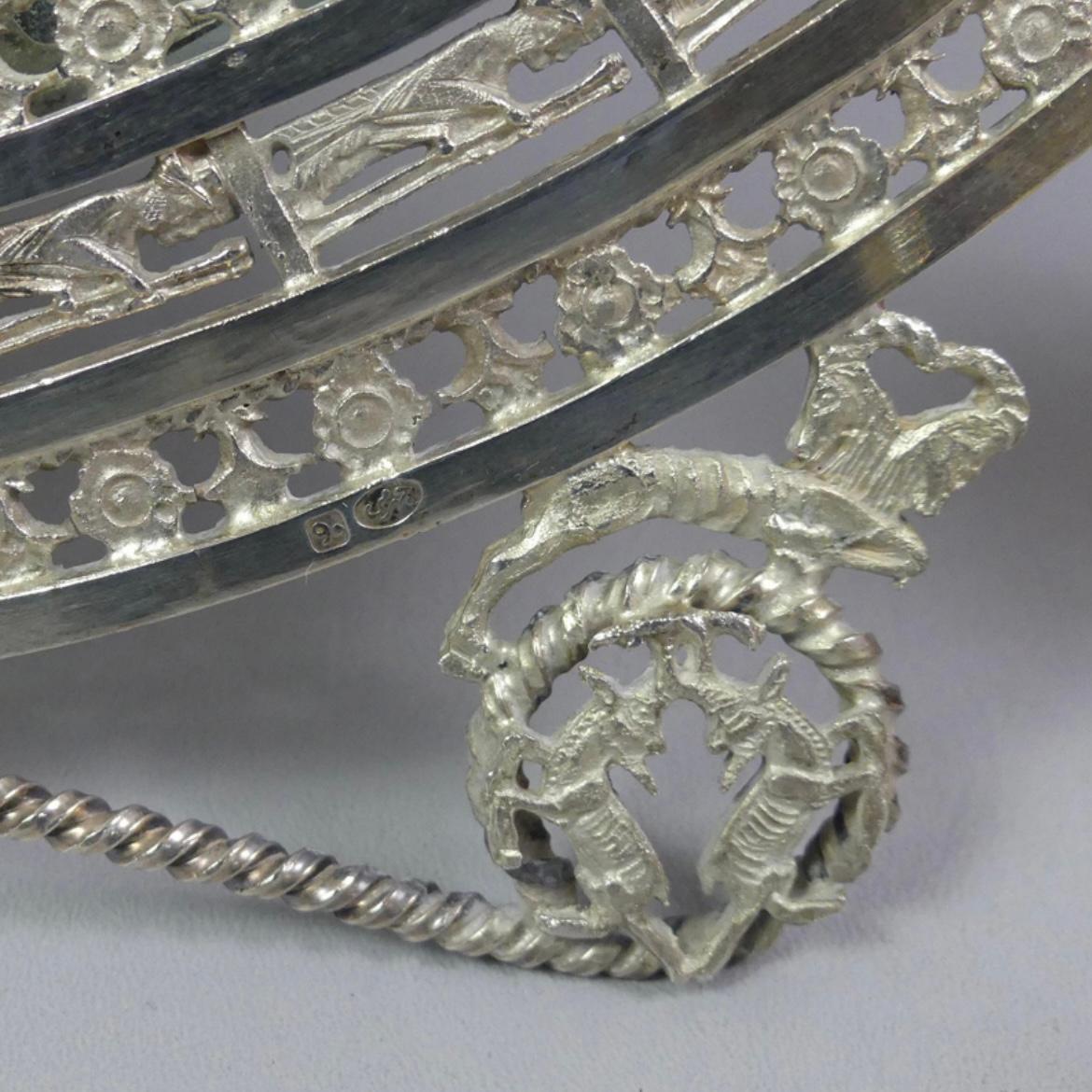 Vintage Persian persepolis motif Silver Table Mirror For Sale at 1stDibs