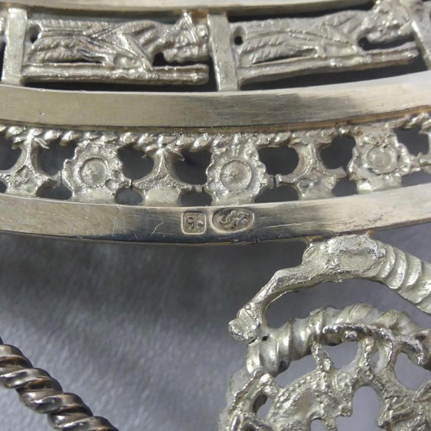 Vintage Persian persepolis motif Silver Table Mirror For Sale at 1stDibs