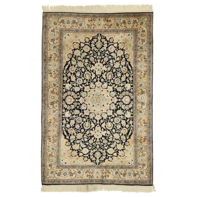 Vintage Persian Qum Silk Rug with Art Nouveau Rococo Style For Sale at ...