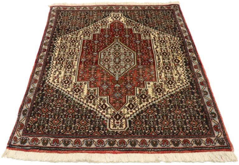 Vintage Persian Sanadaj Accent Rug, Kitchen, Foyer or Entry Rug For ...