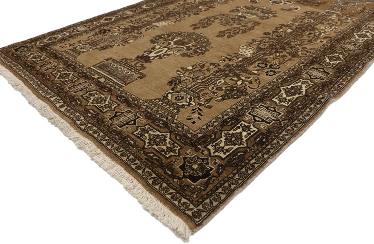 Vintage Persian Semnan Prayer Rug with Garden View For Sale at 1stDibs