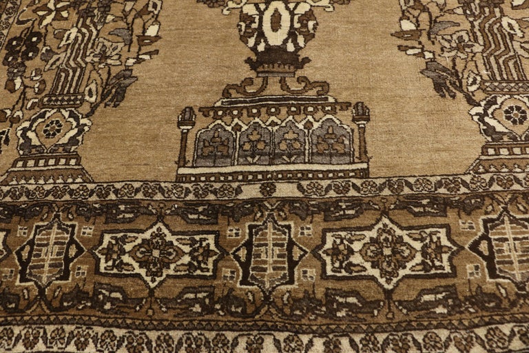 Vintage Persian Semnan Prayer Rug with Garden View For Sale at 1stDibs