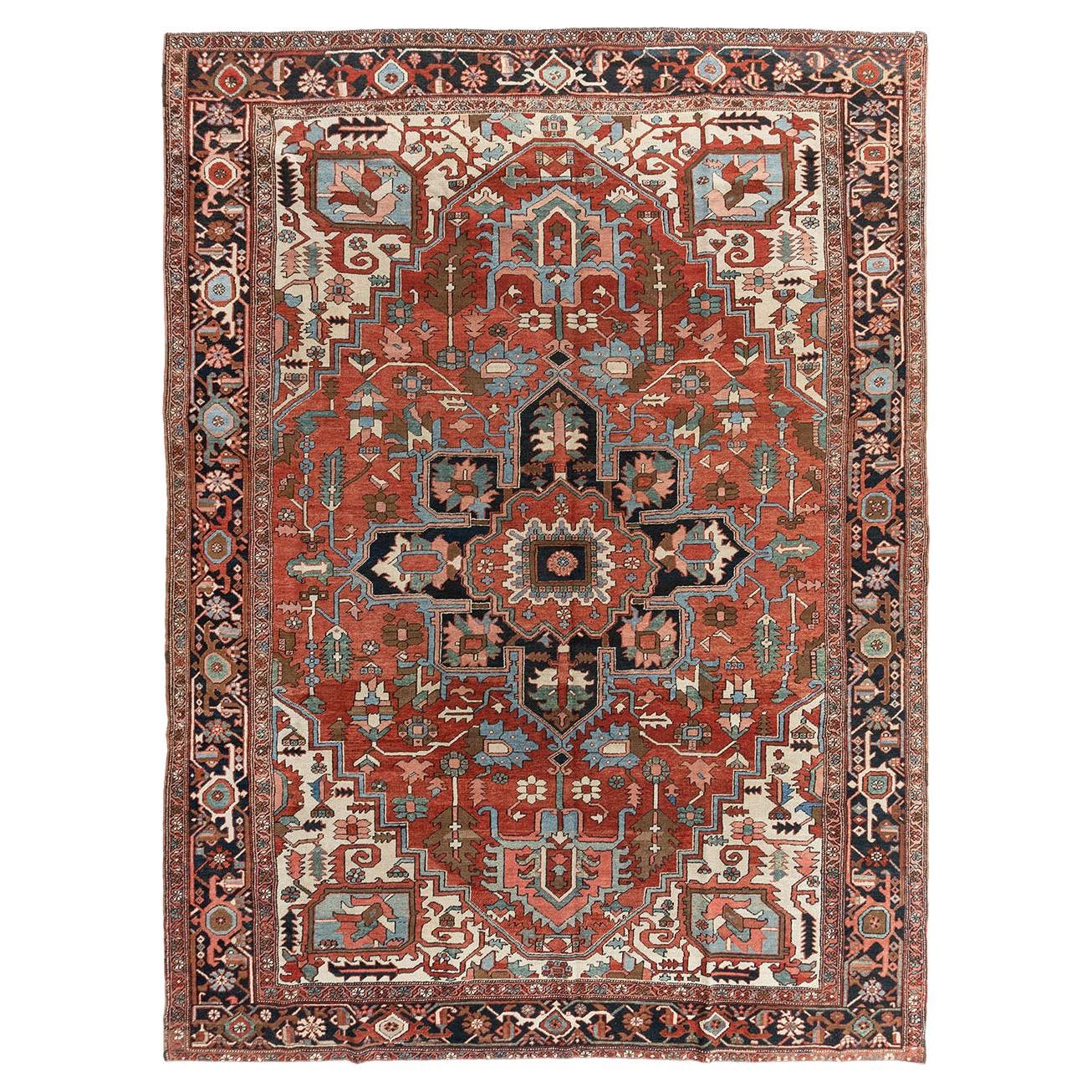 Vintage Persian Heriz Rug 9'7 x 12'4 For Sale at 1stDibs
