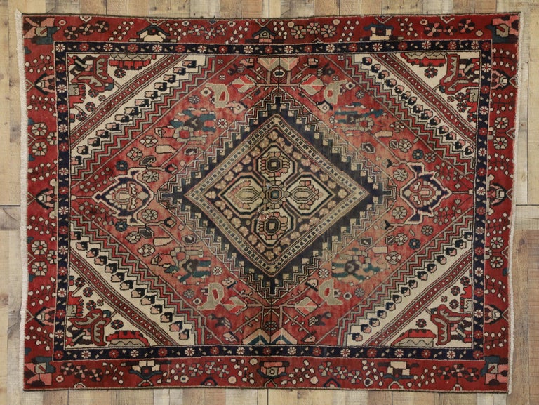 Vintage Persian Shiraz Rug with Rustic Traditional Style For Sale at ...