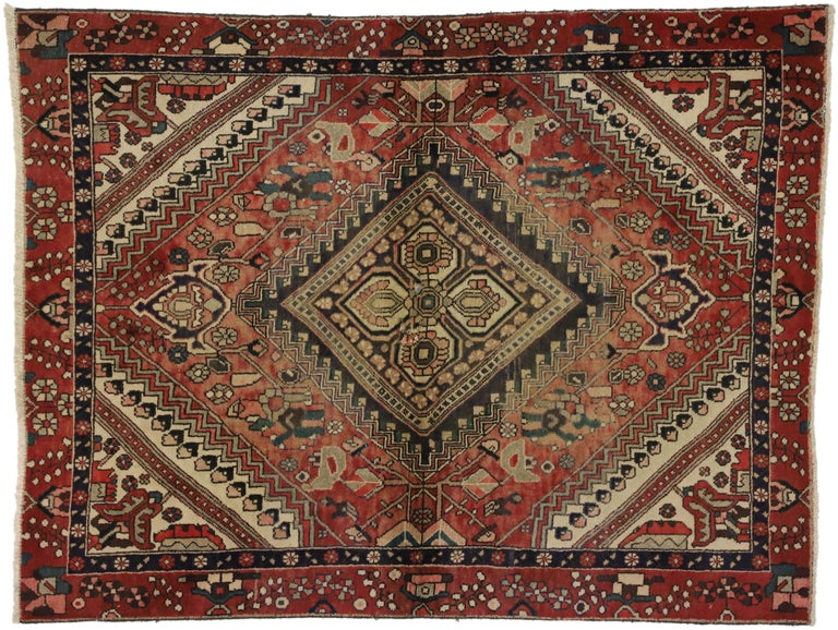 Vintage Persian Shiraz Rug with Rustic Traditional Style For Sale at ...