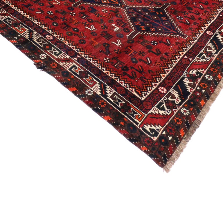Vintage Persian Shiraz Rug with Tribal Style at 1stDibs
