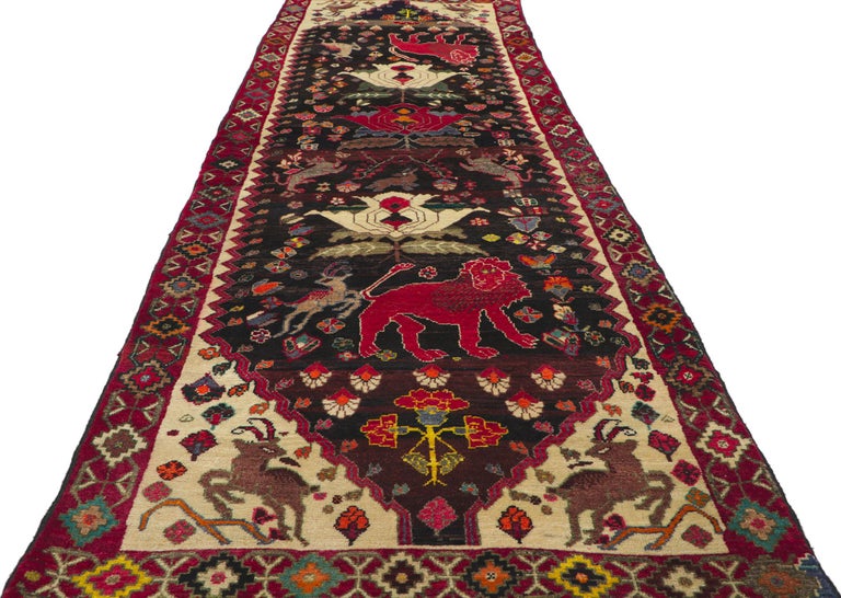 Vintage Persian Shiraz Runner with Tribal Style For Sale at 1stDibs