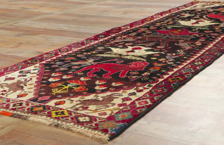 Vintage Persian Shiraz Runner with Tribal Style For Sale at 1stDibs