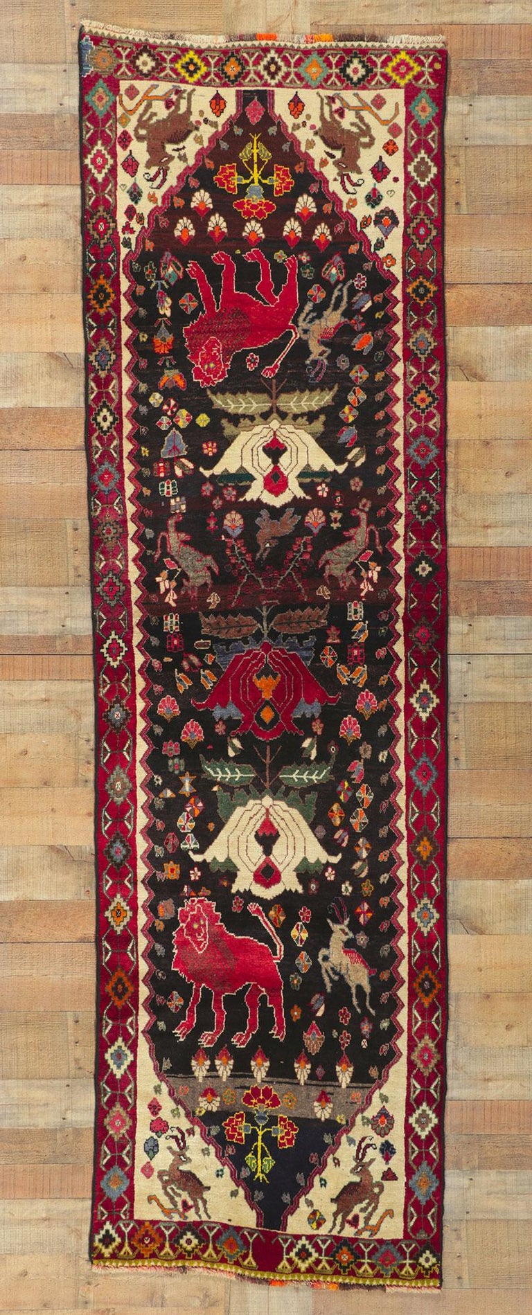 Vintage Persian Shiraz Runner with Tribal Style For Sale at 1stDibs