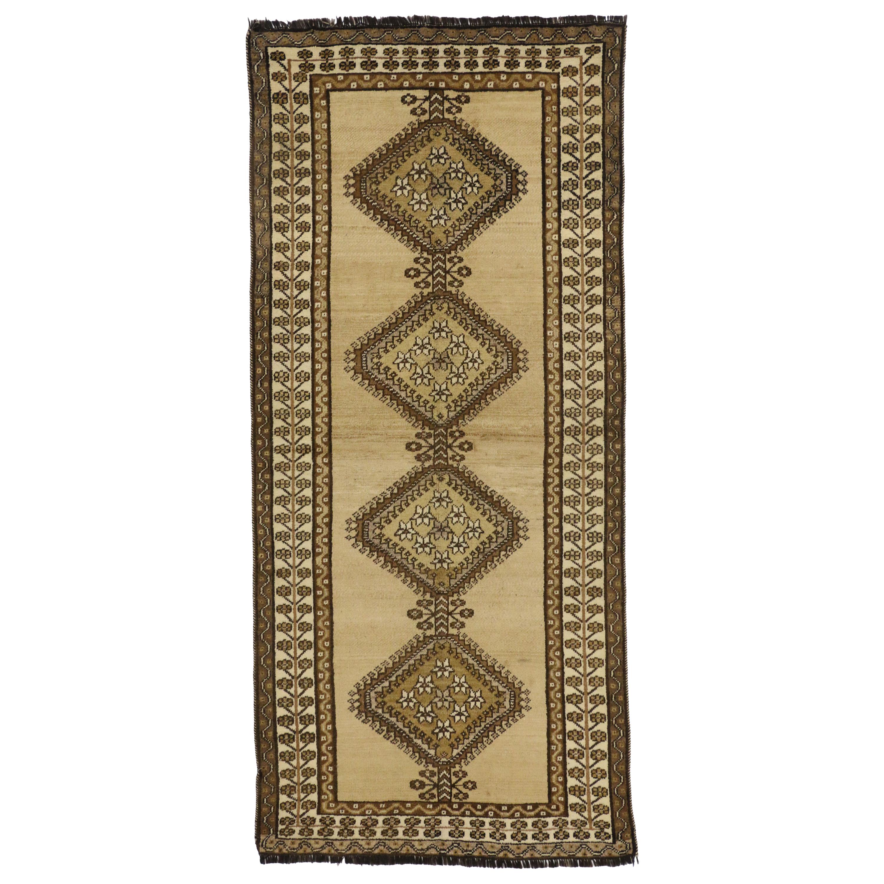 Vintage Persian Shiraz Tribal Runner, Hallway Runner Warm Earth Tone ...