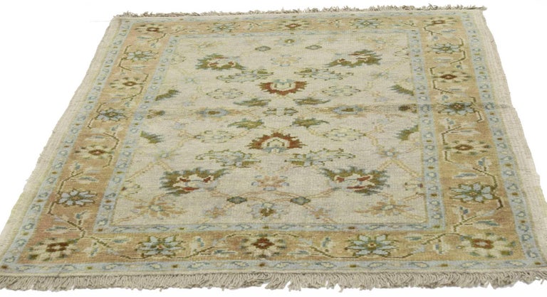 Vintage Persian Style Garden Rug, Accent Rug with Georgian Queen Anne ...