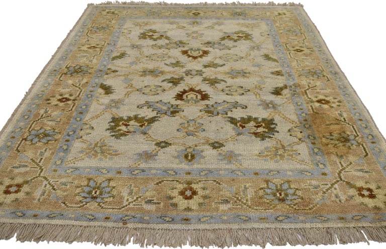 Vintage Persian Style Garden Rug, Accent Rug with Georgian Queen Anne ...