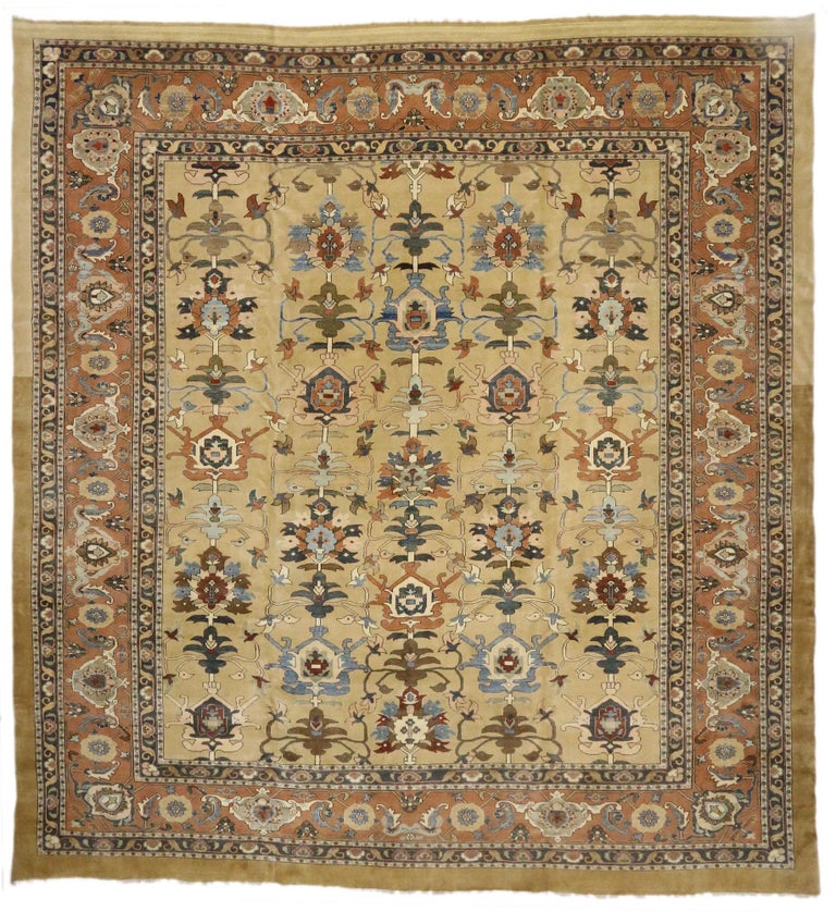 Vintage Persian Sultanabad Palace Size Rug with Warm Tuscan Italian ...