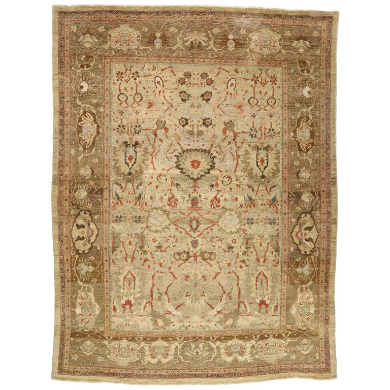 Vintage Persian Sultanabad Rug with Modern Shaker Style For Sale at 1stDibs