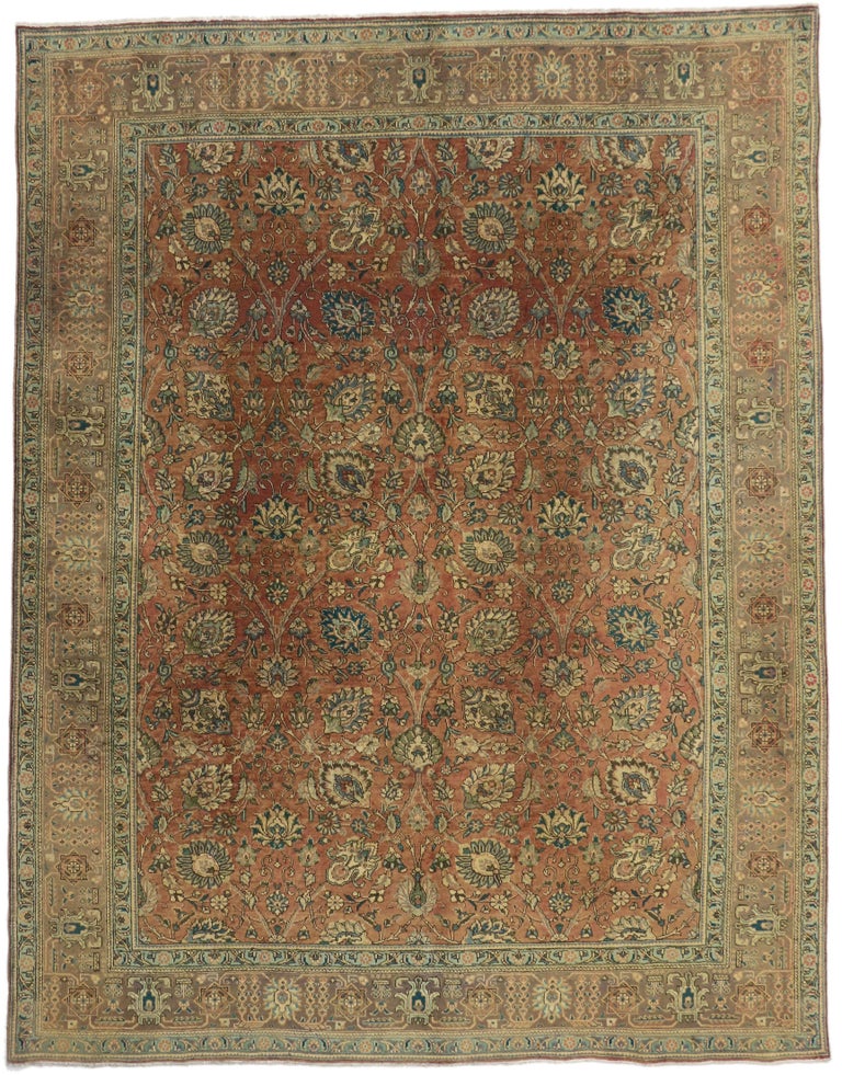 Vintage Persian Tabriz Area Rug with Traditional Style For Sale at 1stDibs