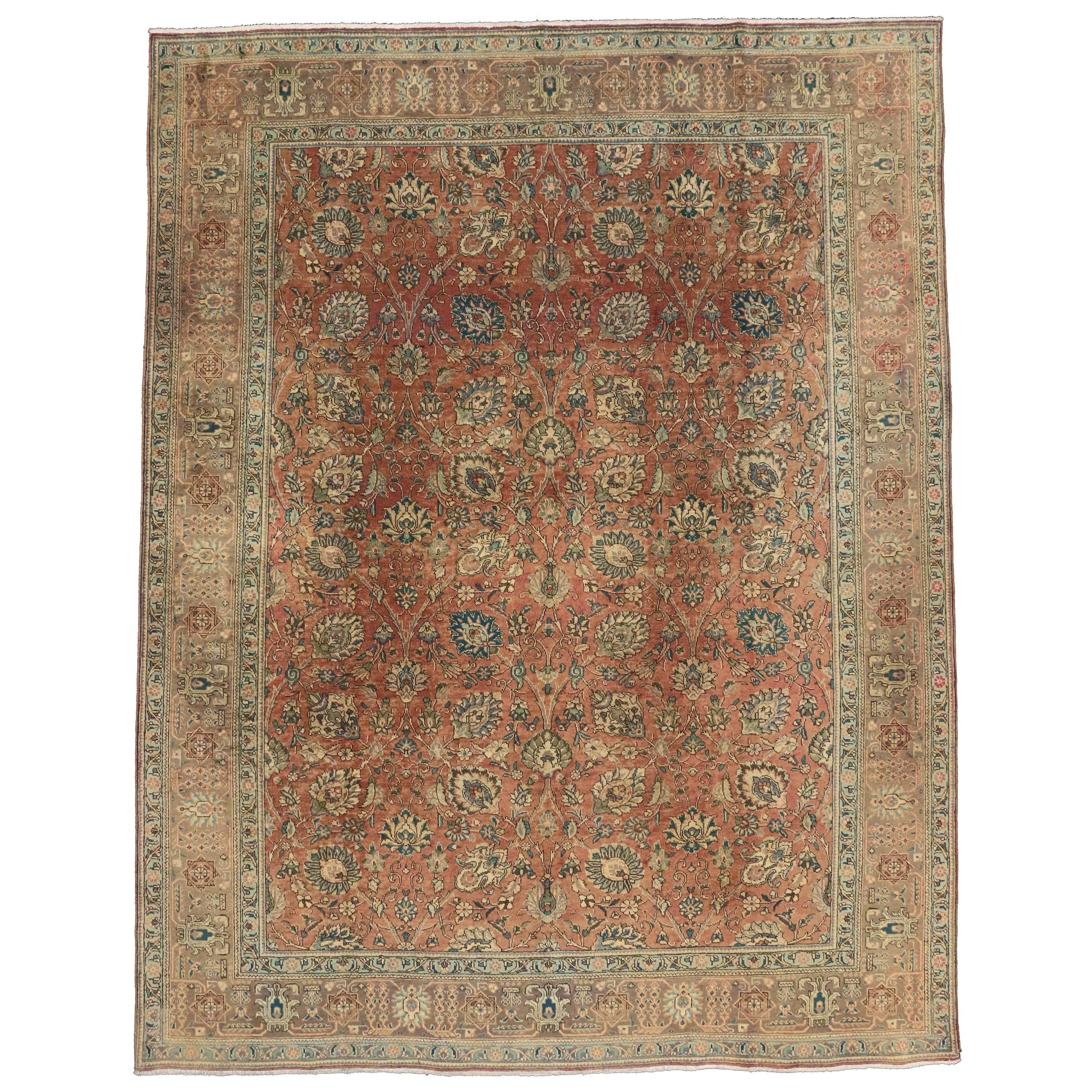 Vintage Persian Tabriz Area Rug with Traditional Style For Sale at 1stDibs
