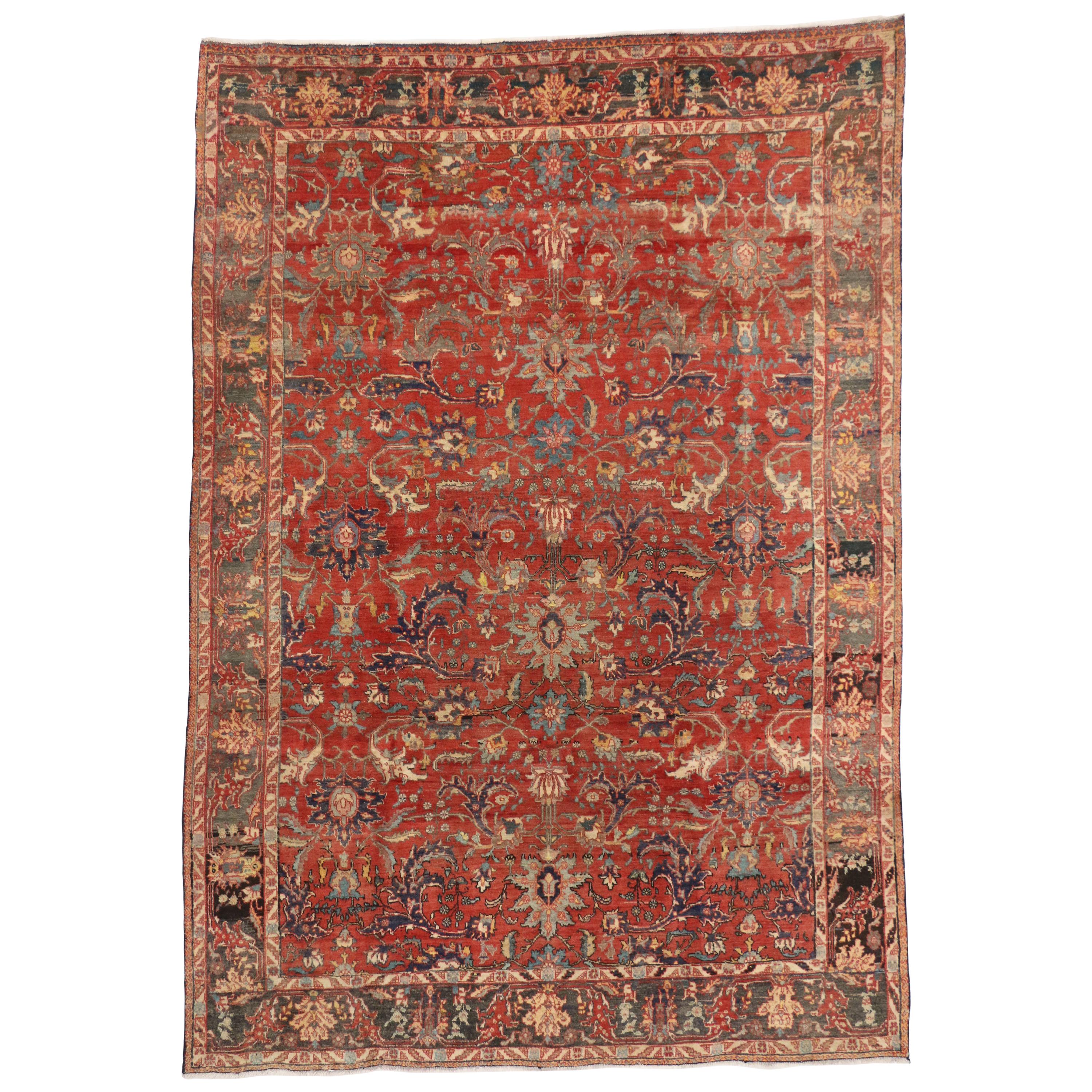Vintage Persian Tabriz Area Rug with Traditional Colonial and Federal ...