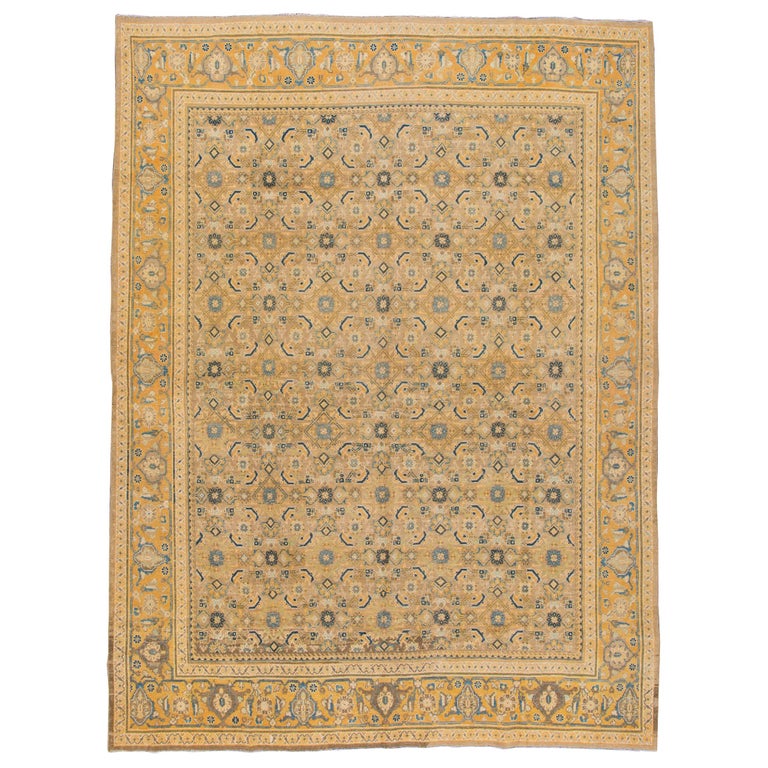Vintage Persian Tabriz Handmade Wool Rug For Sale at 1stDibs