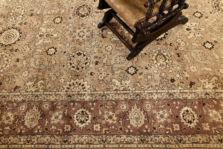 Vintage Persian Tabriz Rug Allover Design For Sale at 1stDibs