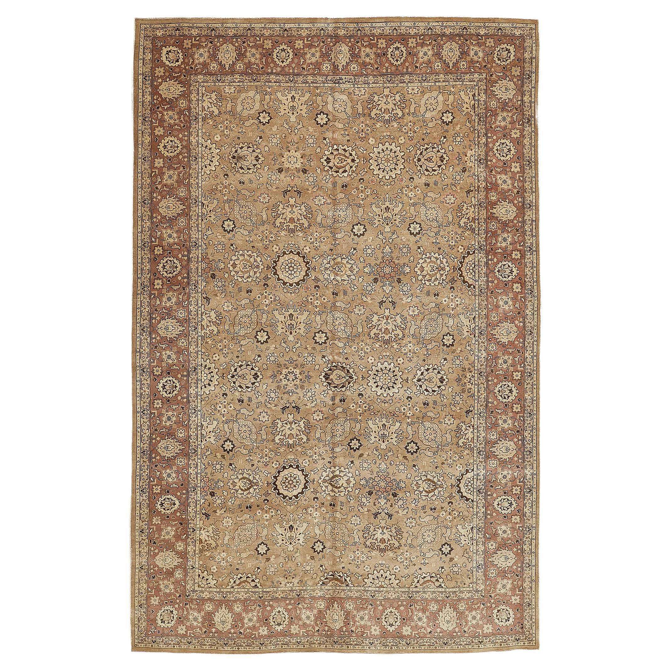 Vintage Persian Tabriz Rug Overdyed with Skull Design at 1stDibs