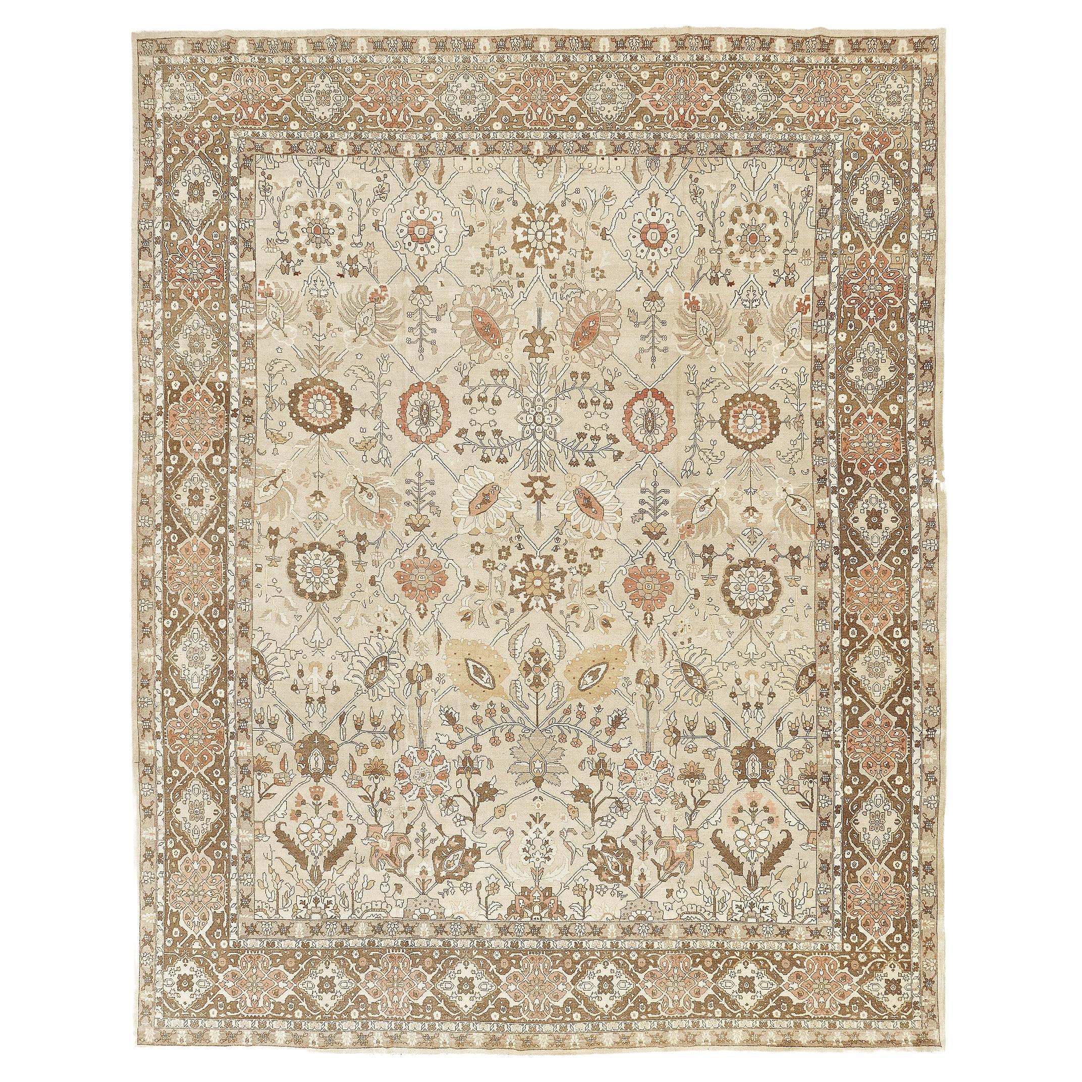 Vintage Persian Ivory Tabriz Rug For Sale at 1stDibs